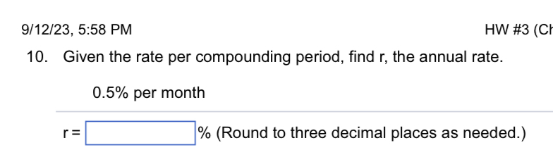 Solved Given the rate per compounding period, find r, ﻿the | Chegg.com