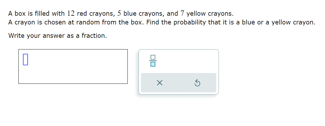 Solved A box is filled with 12 red crayons, 5 blue crayons, | Chegg.com Solved A box is filled with 12 red crayons, 5 blue crayons, | Chegg.com