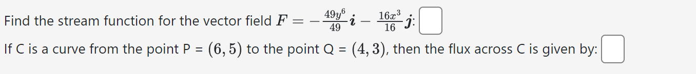 Solved Find the stream function for the vector field | Chegg.com