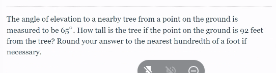 Solved The angle of elevation to a nearby tree from a point | Chegg.com