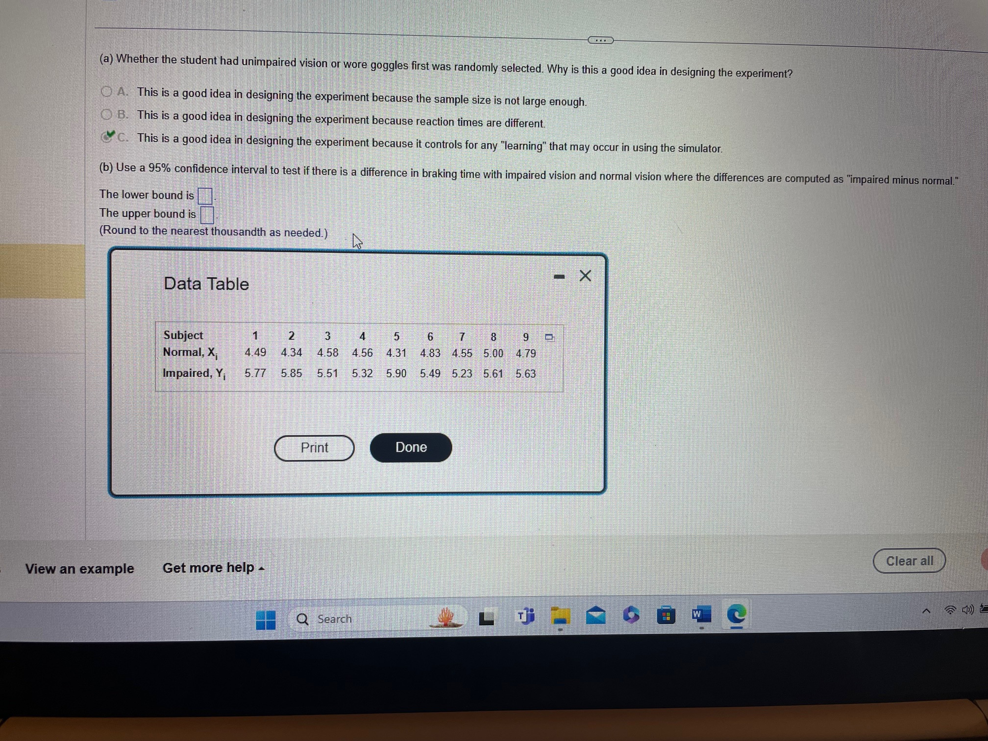 Solved (a) ﻿Whether the student had unimpaired vision or | Chegg.com