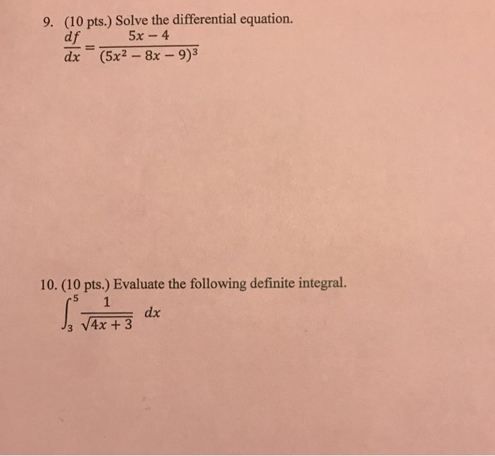 Solved Solve the differential equation. df/dx = 5x - | Chegg.com
