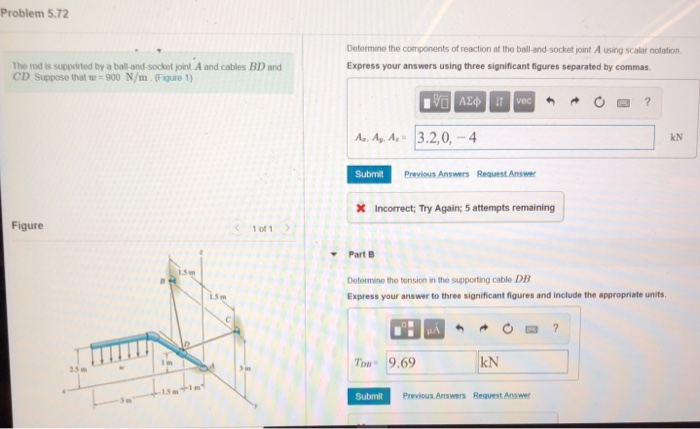 Solved Problem 572 Determine The Components Of Reaction At 