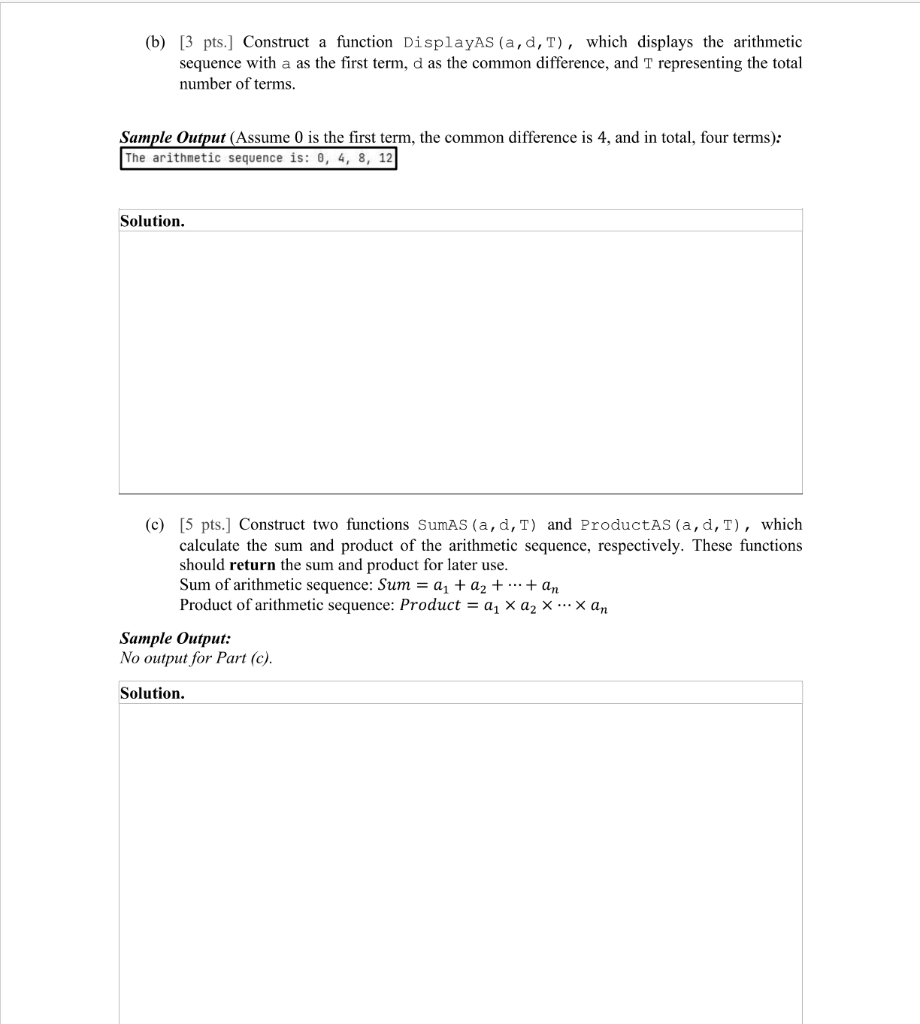 Solved Given the arithmetic sequence formula an=a1+(n−1)d; | Chegg.com
