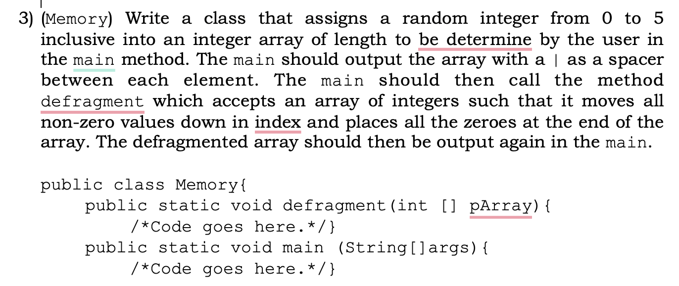 Solved 3) (Memory) Write a class that assigns a random | Chegg.com