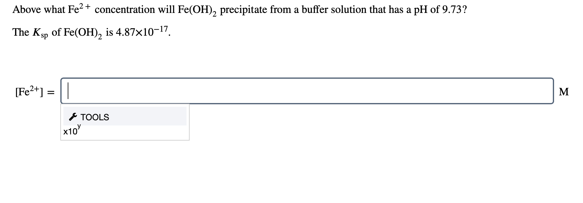 Solved Above what Fe2+ concentration will Fe(OH)precipitate | Chegg.com