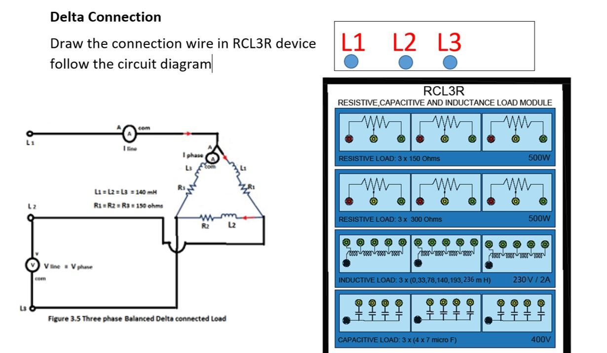 Solved Delta Connection L1 L2 L3 Draw the connection wire in | Chegg.com