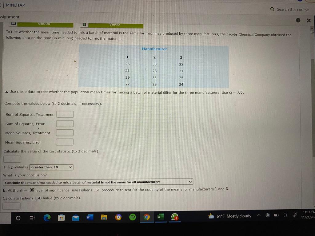 Solved MINDTAP Q Search this course ssignment X CBOOK Video | Chegg.com
