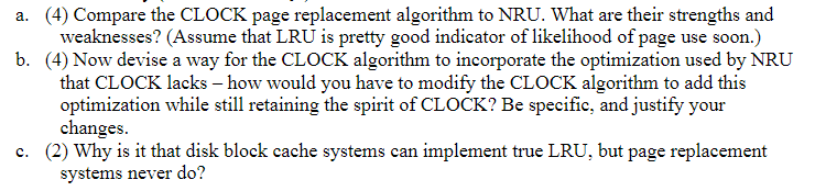 (4) Compare the CLOCK page replacement algorithm to | Chegg.com