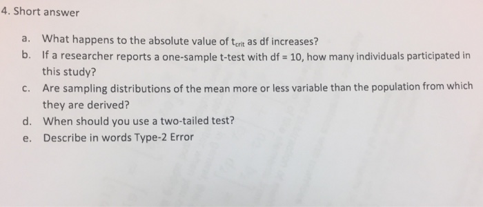 Solved What happens to the absolute value of t_crit as df | Chegg.com