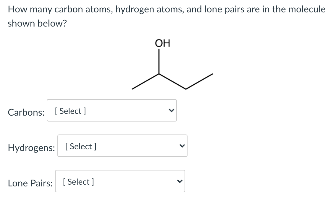 Solved How many carbon atoms, hydrogen atoms, and lone pairs | Chegg.com