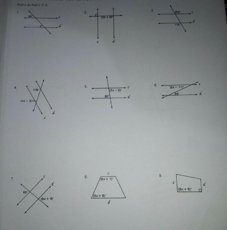 Solved PROVING LINES PARALLEL Direction: Find x so that c | Chegg.com