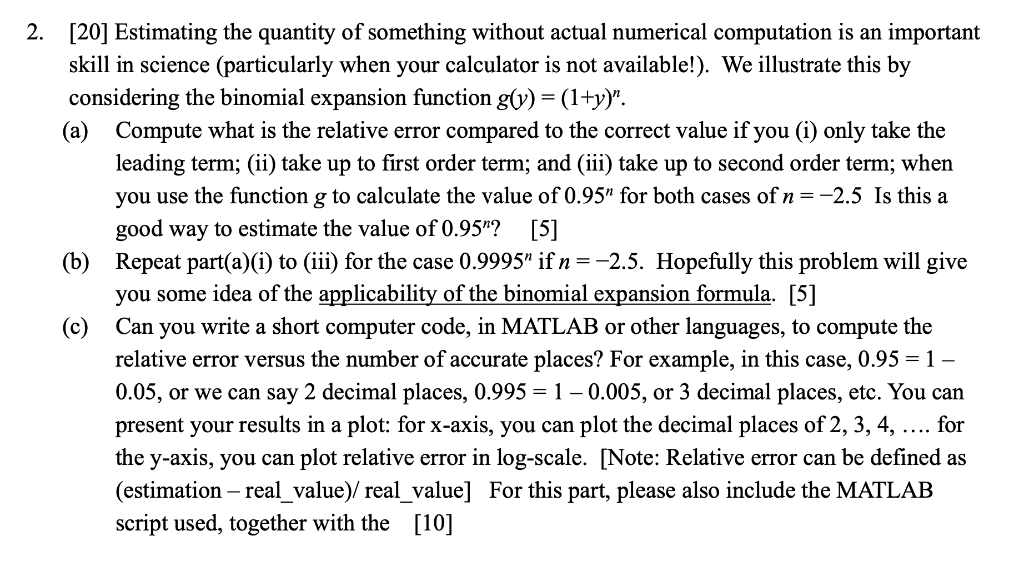 Solved 2. [20] Estimating the quantity of something without | Chegg.com
