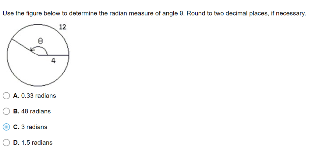 Solved Use the figure below to determine the radian measure | Chegg.com