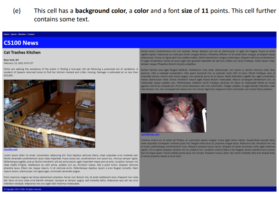 Solved 2. Using HTML and CSS, create a website for a news | Chegg.com