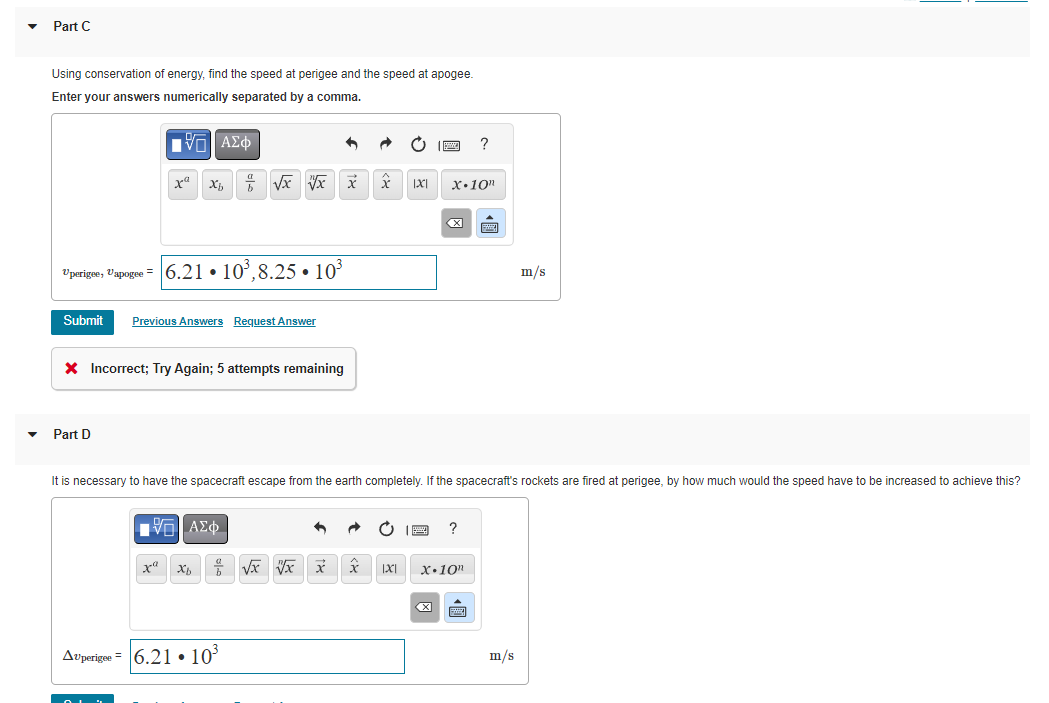 Solved Consider a spacecraft in an elliptical orbit around | Chegg.com