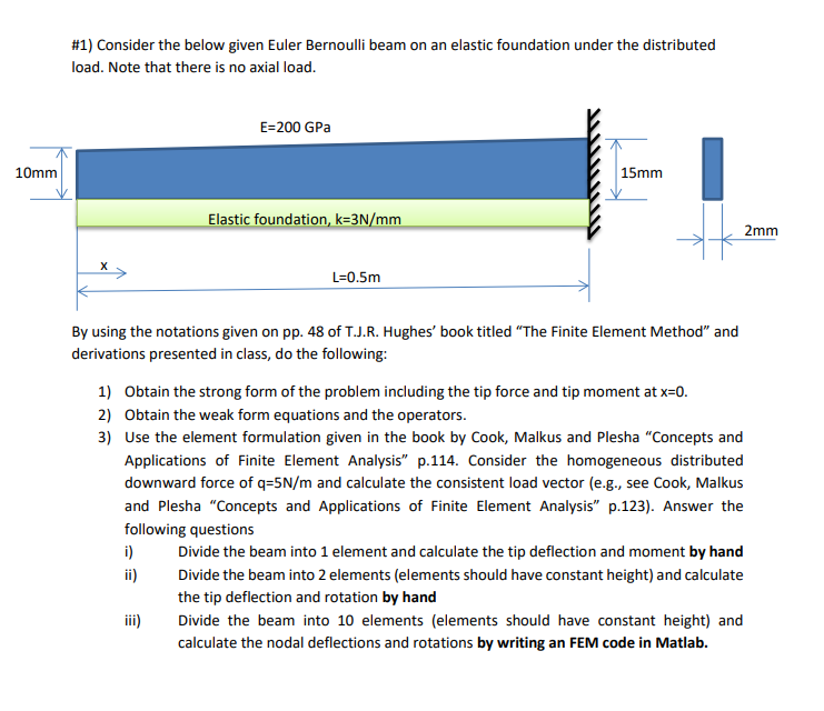 Solved \#1) Consider the below given Euler Bernoulli beam on | Chegg.com