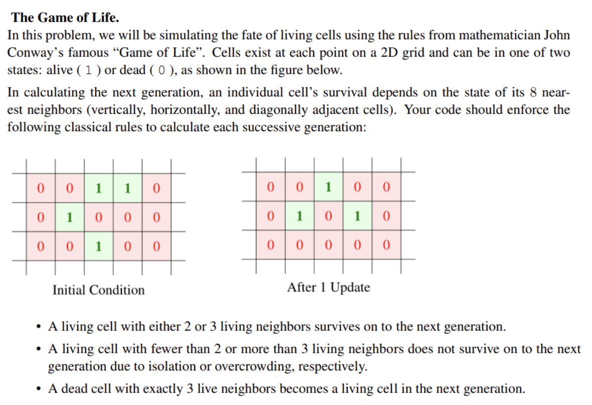 The Game of Life. In this problem, we will be | Chegg.com