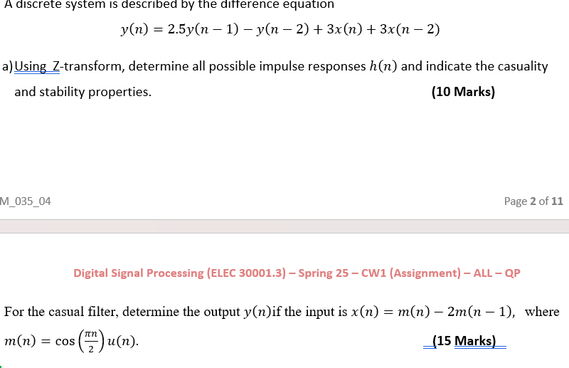 Solved A discrete system is ﻿described by ﻿the difterence | Chegg.com