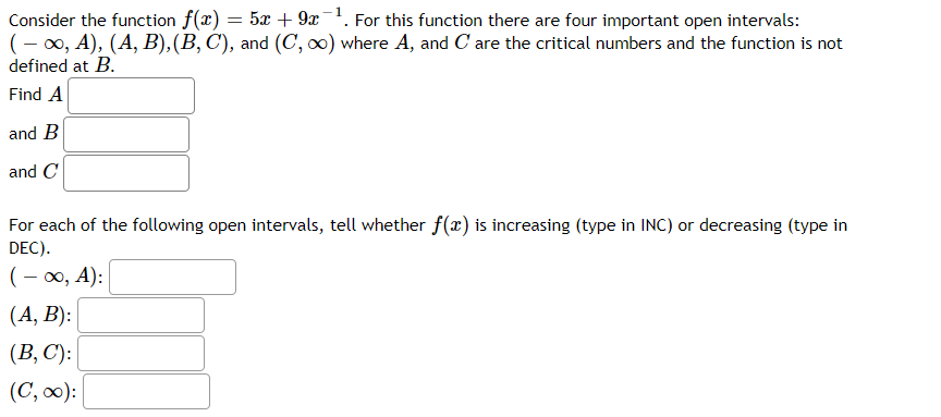Solved Consider the function f(x) = 5x + 9x -1. For this | Chegg.com