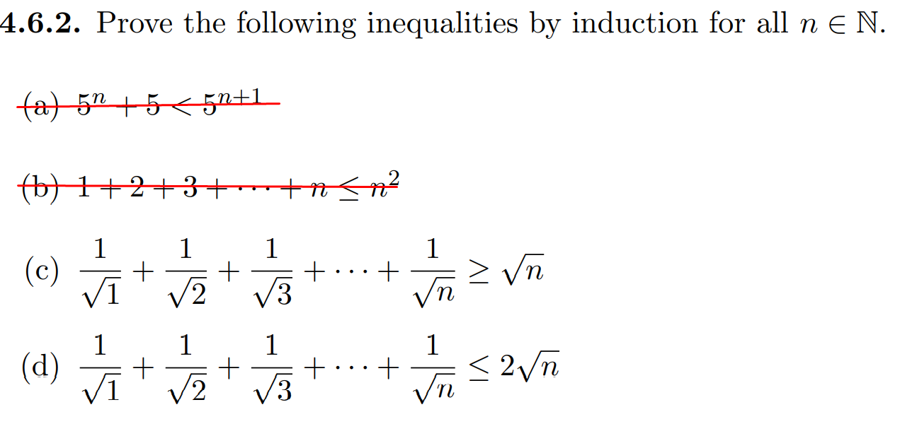 Solved 4.6.2. Prove the following inequalities by induction | Chegg.com