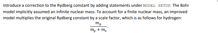 Solved Introduce a correction to the Rydberg constant by | Chegg.com