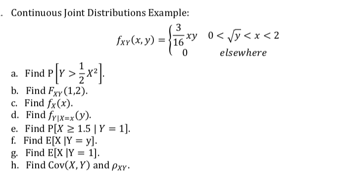Solved I am confused on only part h on how to find cov(X,Y) | Chegg.com