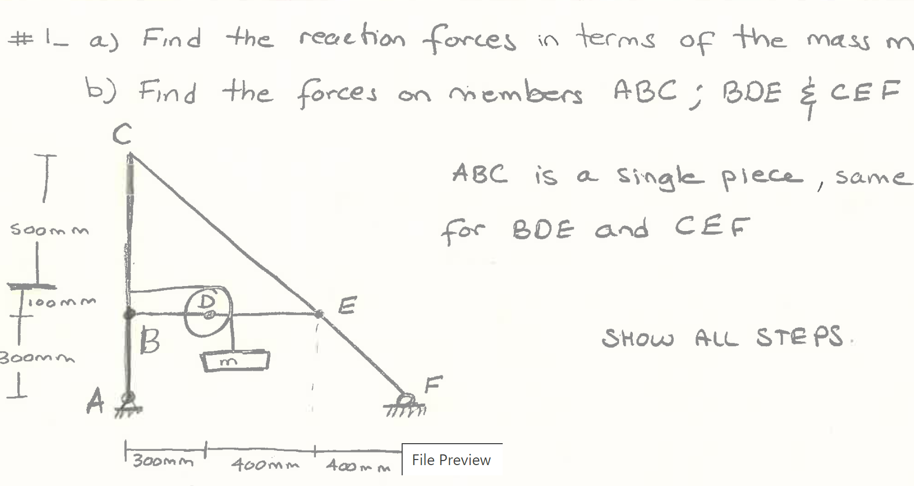 Solved #la # 1 a) Find the reaction forces in terms of the | Chegg.com