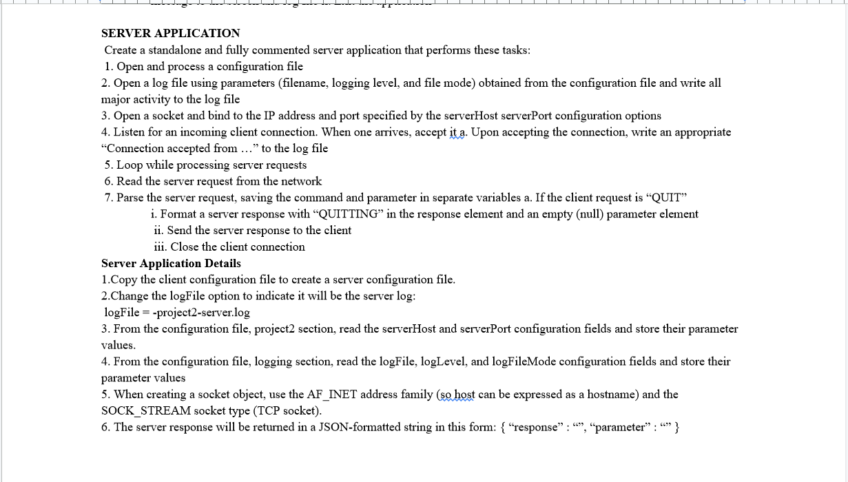 Solved SERVER APPLICATION Create a standalone and fully | Chegg.com