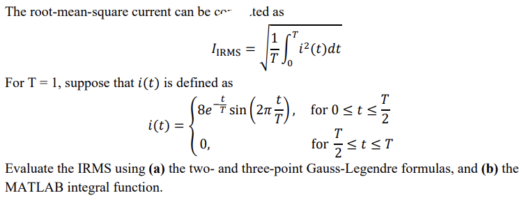 Solved The root-mean-square current can be co- ted as | Chegg.com