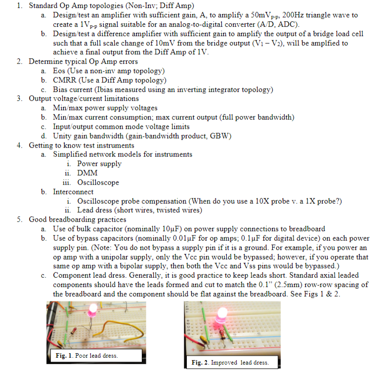 Solved 1. Standard Op Amp topologies (Non-Inv; Diff Amp) a. | Chegg.com