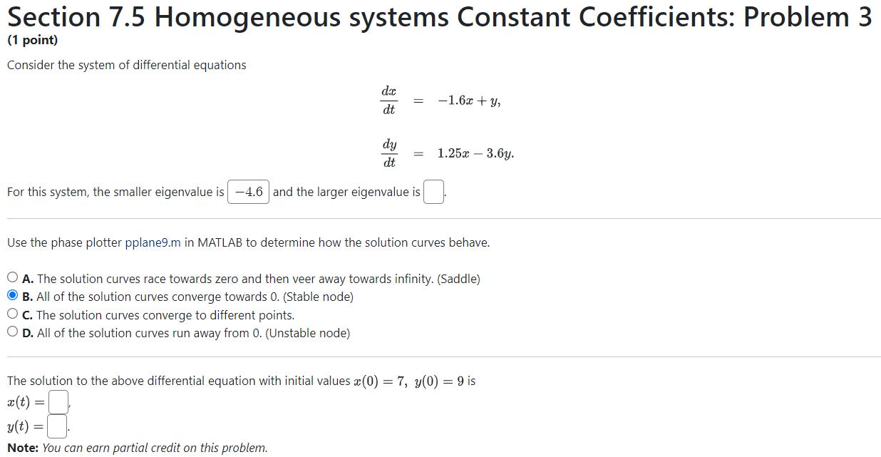 Solved Section 7.5 Homogeneous systems Constant | Chegg.com