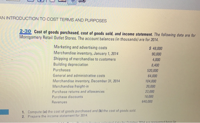 Solved Cost of goods purchased, cost of goods sold, and | Chegg.com