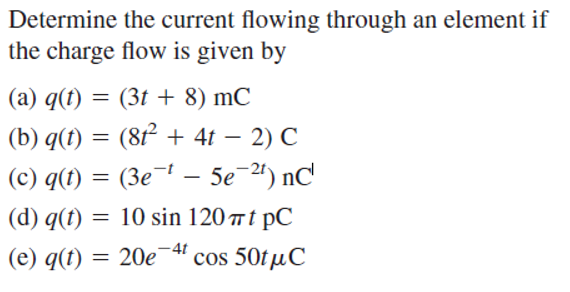 Solved Determine the current flowing through an element if | Chegg.com