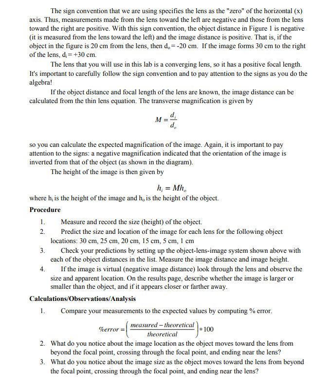 Solved Objectives - To set up a simple lens system and | Chegg.com