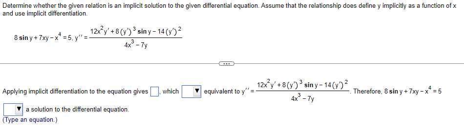 Solved Determine whether the given relation is an implicit | Chegg.com