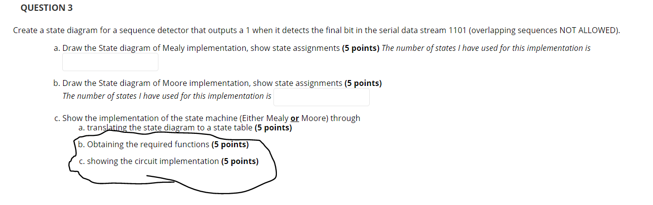 Solved QUESTION 3 Create a state diagram for a sequence | Chegg.com