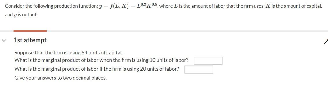 Solved Consider the following production function: | Chegg.com