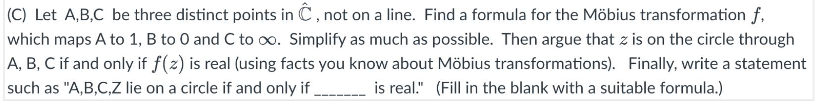 Solved (C) ﻿Let A,B,C ﻿be three distinct points in | Chegg.com
