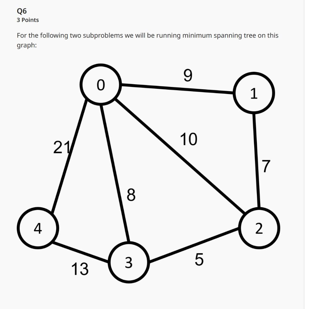 Solved Q6 3 Points For the following two subproblems we will | Chegg.com