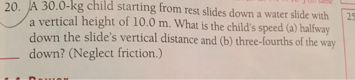Solved A 30.0-kg child starting from rest slides down a | Chegg.com