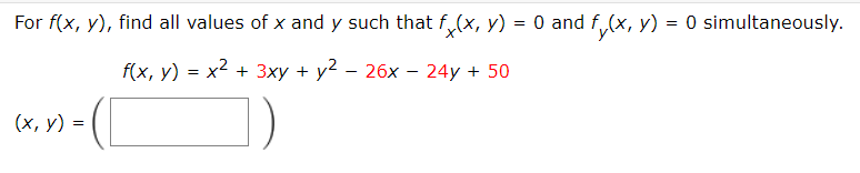Solved For f(x,y), find all values of x and y such that | Chegg.com