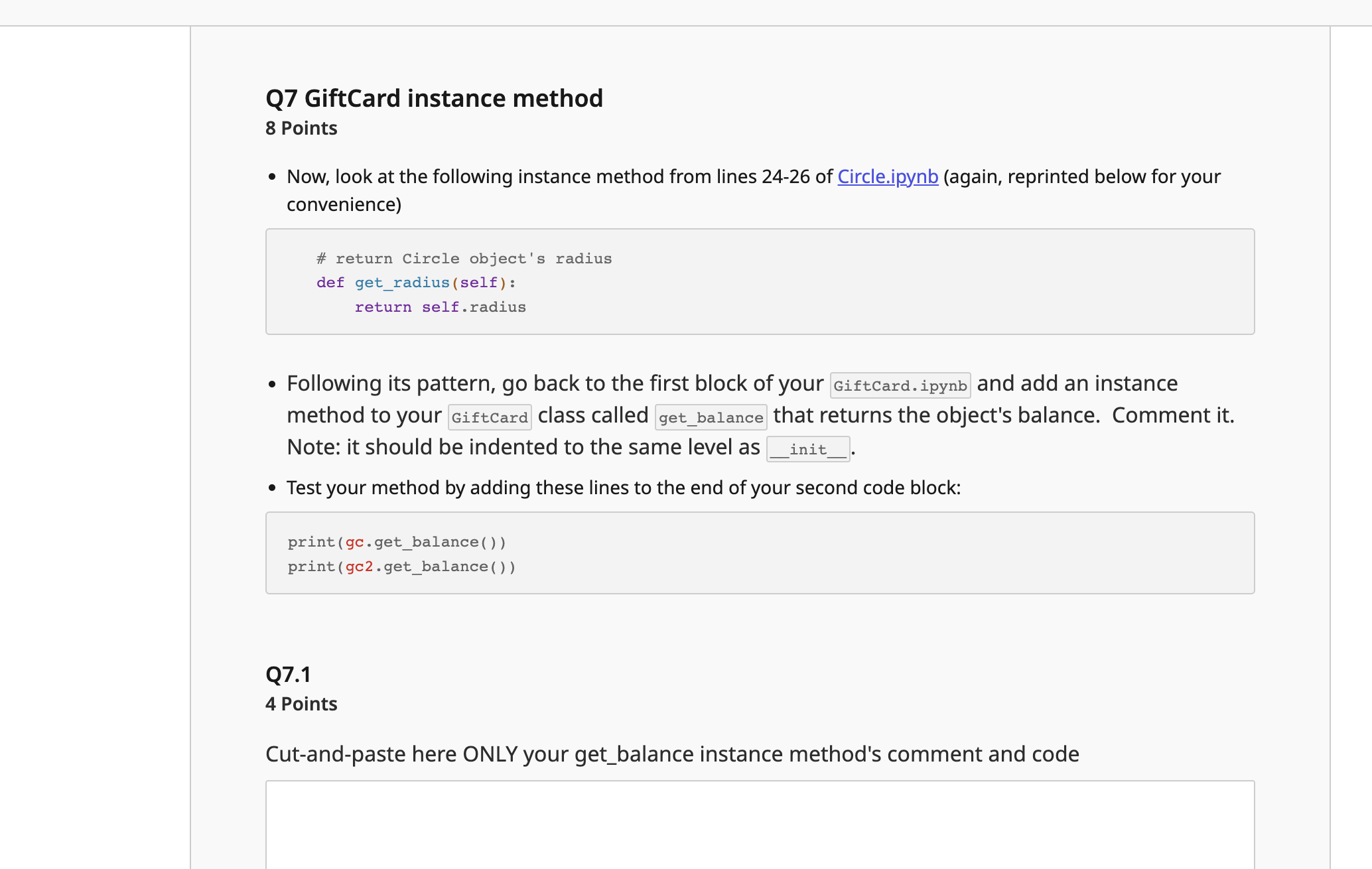 Solved Q7 GiftCard instance method 8 Points - Now, look at | Chegg.com Solved Q7 GiftCard instance method 8 Points - Now, look at | Chegg.com