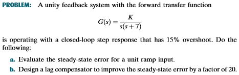 Solved PROBLEM: A unity feedback system with the forward | Chegg.com