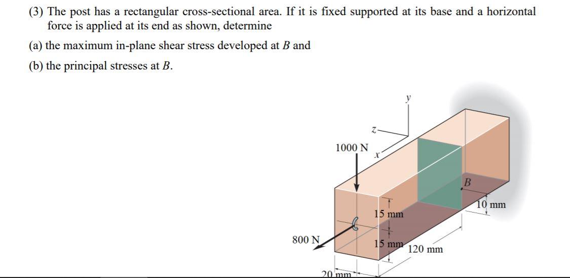 Solved (3) The post has a rectangular cross-sectional area. | Chegg.com