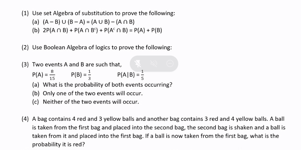 Solved (1) Use set Algebra of substitution to prove the | Chegg.com