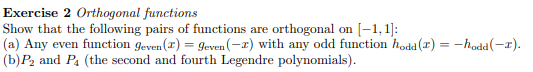 Solved Exercise 2 Orthogonal functions Show that the | Chegg.com