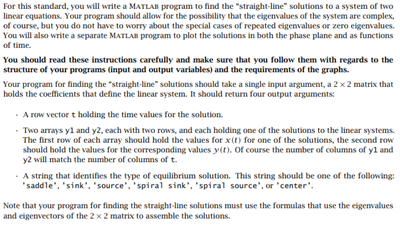 Solved For this standard, you will write a MATLAB program to | Chegg.com