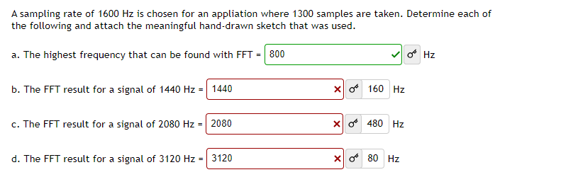 Solved A sampling rate of 1600 Hz is chosen for an | Chegg.com