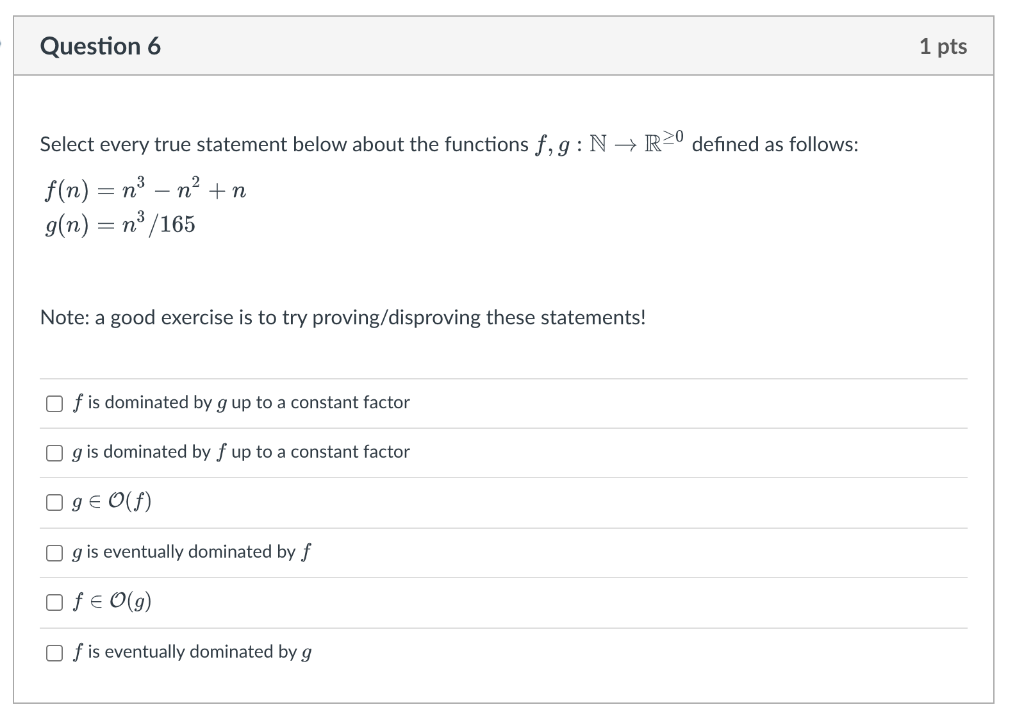Solved Select every true statement below about the functions | Chegg.com
